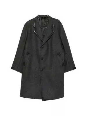 Prada Leather-trimmed Single-breasted Coat - Grey