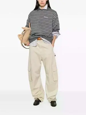 Miu Miu Horizontal-stripe Polo-collar Sweater - Grey