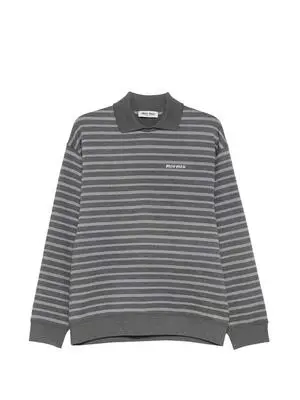 Miu Miu Horizontal-stripe Polo-collar Sweater - Grey