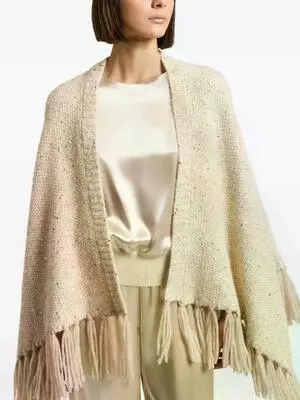 Peserico Sequin-embellished Fringed Cape