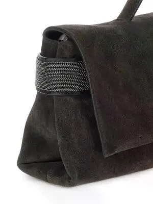 Brunello Cucinelli Monili Embellished Suede Clutch Bag - Brown