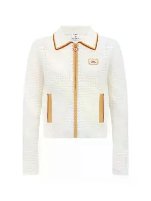 Casablanca Piping-detail Collared Jacket - White