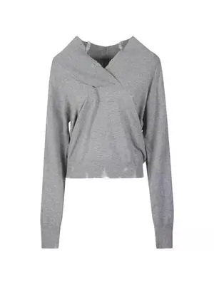 Stella McCartney Distressed V-neck Sweater - Grey