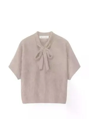 Iris Von Arnim Kassie Bow-detail Brushed-knit Sweater - Neutrals