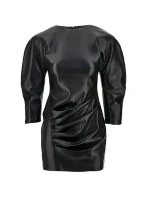 Andamane Ruched Long-sleeve Mini Dress - Black