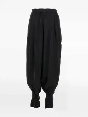 Andamane Pleated Ankle-tie Balloon Silhouette Trousers - Black