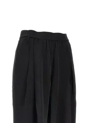 Andamane Pleated Ankle-tie Balloon Silhouette Trousers - Black