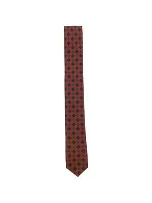 Eleventy Geometric-pattern Silk Tie - Red