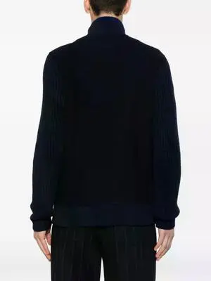 Eleventy Ribbed-knit Panelled Jacket