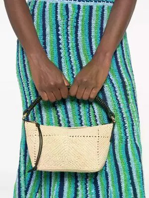 Loewe Woven Clutch Bag With Logo Embroidery - Neutrals