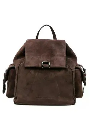 Brunello Cucinelli Sartorial Suede-finish Buckle-fastening Backpack - Brown