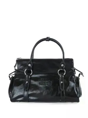 Miu Miu Logo-embossed Leather Shoulder Bag - Black