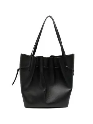 Yuzefi Scallop Leather Tote Bag - Black