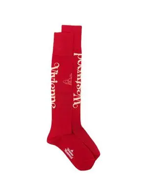 VIVIENNE WESTWOOD Logo-print Orb-motif Socks - Red