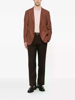 Eleventy Pinstripe Notched-lapel Blazer - Brown