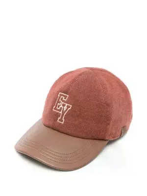 Eleventy Logo-embroidered Cashmere Baseball Cap - Brown