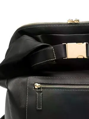 Eleventy Contrast-stitch Leather Backpack - Black