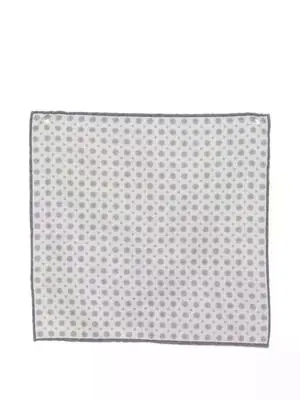 Eleventy Geometric-pattern Pocket Square - Grey