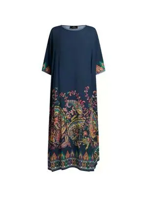Etro Paisley-print Silk Dress - Blue