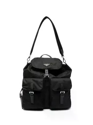 Prada Re-nylon Logo-plaque Backpack - Black