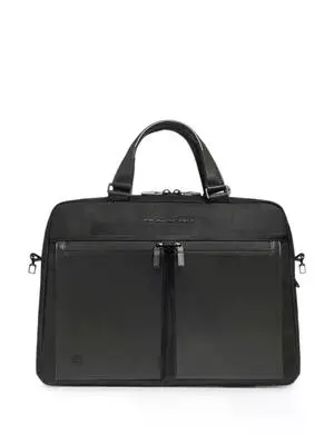 PIQUADRO Logo-plaque Panelled Briefcase - Black