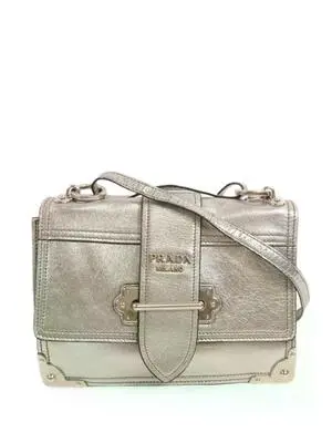 Prada Cahier Leather Cross Body Bag - Silver