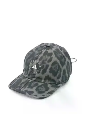Adidas By Stella McCartney Leopard-print Logo-print Cap - Grey