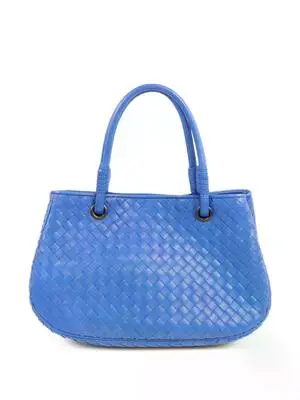Bottega Veneta Woven Leather Top Handle Bag - Blue