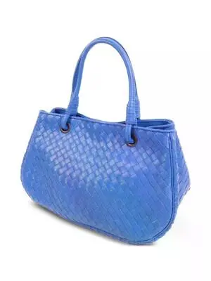 Bottega Veneta Woven Leather Top Handle Bag - Blue