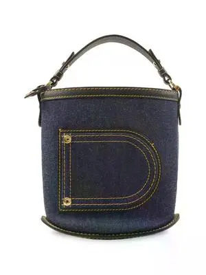 Delvaux Mini Pin Denim Bucket Bag - Blue