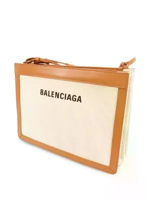 Balenciaga Logo Print Shoulder Bag - Neutrals