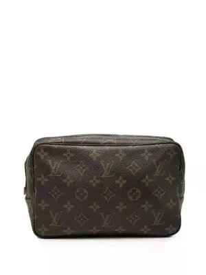 LOUIS VUITTON 1983 Monogram Macassar Toilet Pouch Gm Clutch Bag - Brown