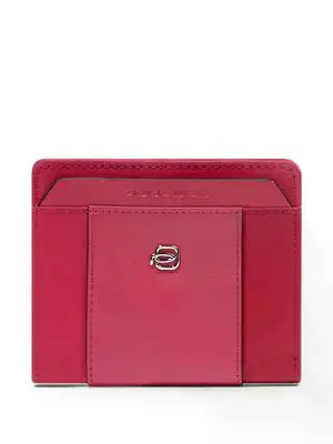 PIQUADRO Logo-plaque Leather Card Holder - Pink
