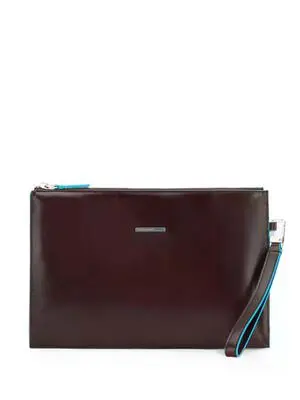 PIQUADRO Logo-plaque Wristlet Clutch Bag - Brown