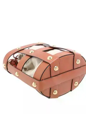FERRAGAMO Leather And Canvas Bucket Bag - Brown