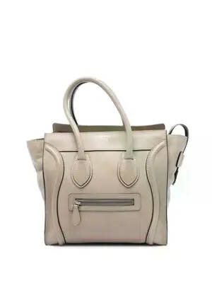 Celine 2011 Micro Leather Luggage Tote Bag - Neutrals