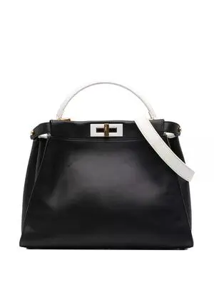 Fendi 2010-2026 Medium Bicolor Leather Peekaboo Iseeu Satchel - Black