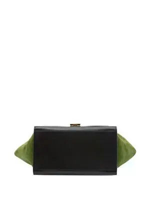 Celine 2016 Small Tricolor Calfskin And Suede Trapeze Satchel - Black