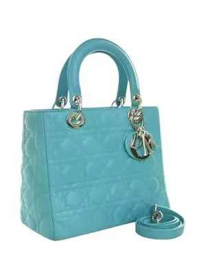 Dior 2011 Medium Lambskin Cannage Lady Satchel - Blue