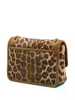 Saint Laurent Baby Pony Hair Leopard Print Niki Shoulder Bag - Brown