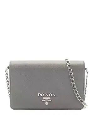 Prada 2013-2019 Saffiano Wallet On Strap Crossbody Bag - Grey