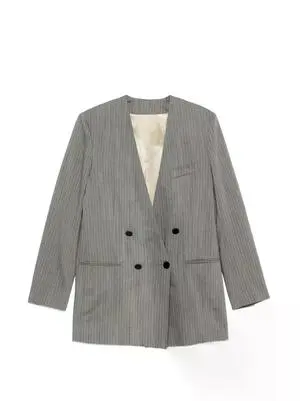 Alberta Ferretti Pinstriped Double-breasted Blazer - Grey