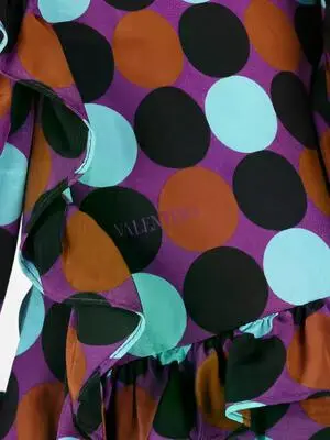 Valentino Garavani Polka Dot Ruffled High Neck Dress