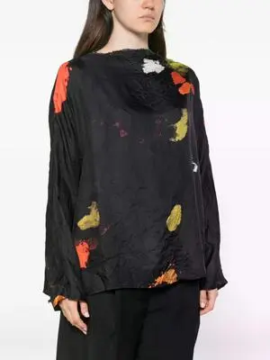 DANIELA GREGIS Abstract-print Crinkled Blouse