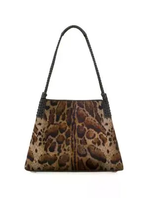 Etro Medium Libra Tote Bag In Velvet With Leopard Motif