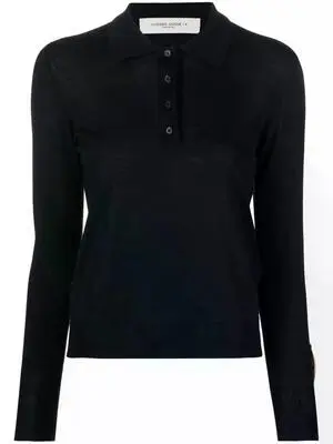 GOLDEN GOOSE Wool Polo Shirt - Blue