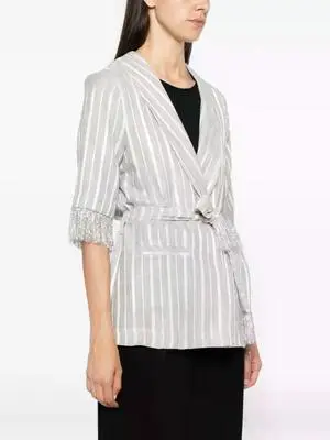 MARC ELLIS Striped Fringe-trimmed Jacket