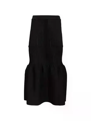 CFCL Ribbed-knit Ruffled Midi Skirt - Black