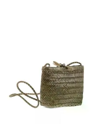 Dragon Minsu Woven Leather Shoulder Bag