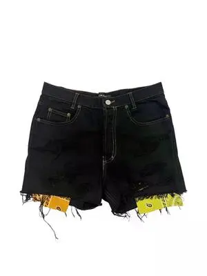 HTC LOS ANGELES Distressed Bandana-insert Shorts - Black